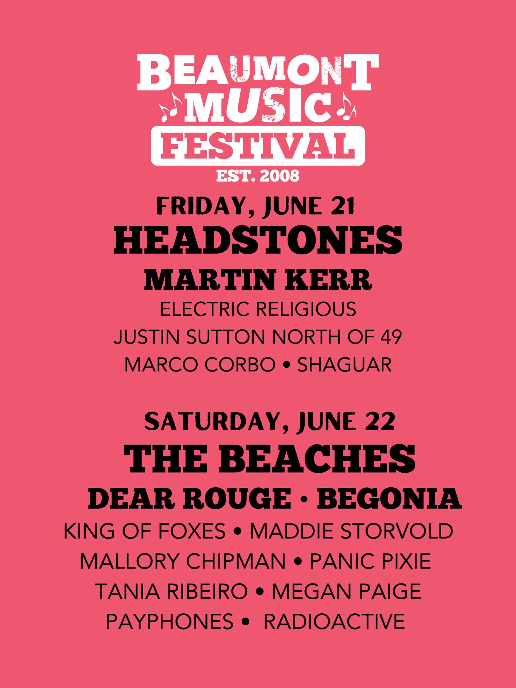 Festival Line-up | Beaumont Music Festival